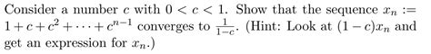Solved Consider A Number C With 0 Chegg