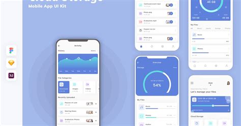 Cloud Storage Mobile App Ui Kit Ux And Ui Kits Ft Cloud And File Envato