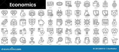 Set Of Outline Economics Icons Minimalist Thin Linear Web Icons Bundle Stock Vector
