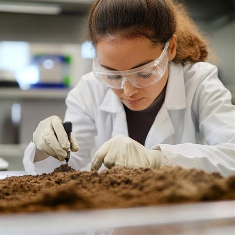 A Researcher Analyzing Soil Samples For Contamination Premium Ai