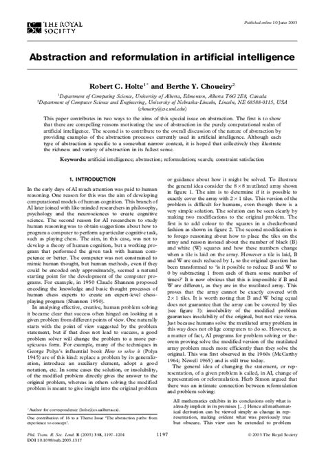 Pdf Abstraction And Reformulation In Artificial Intelligence