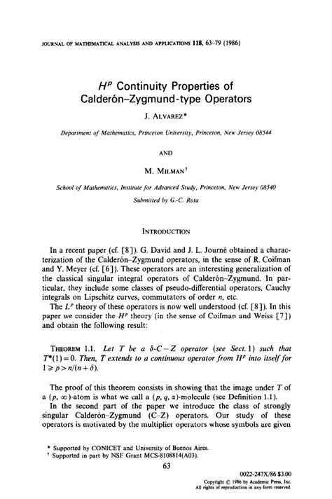 Pdf H P Continuity Properties Of Calderón Zygmund Type Operators