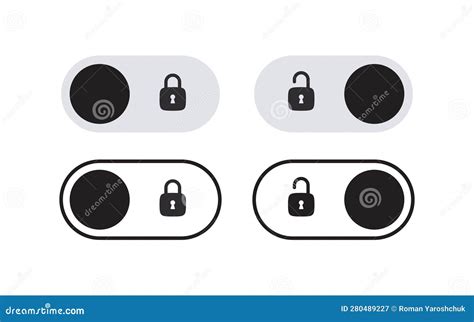 On And Off Toggle Switch Buttons With Lock Icons Padlocks Icons Stock Vector Illustration Of