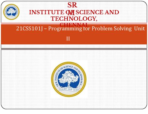 21css101j Programming For Problem Solving Unit Ii Control Statements