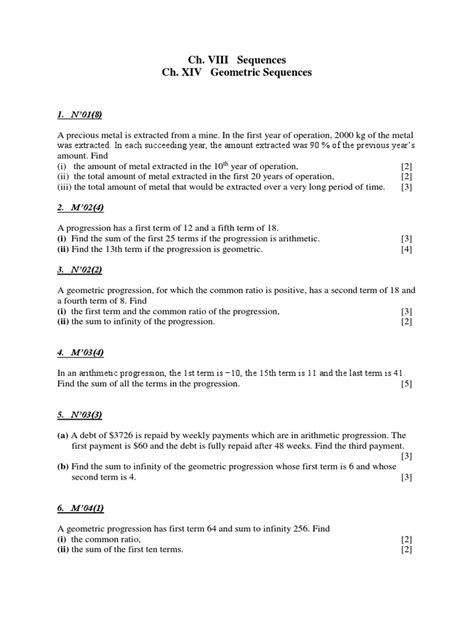 03 P1 Topically Sequences Arith N Geo Pdf Circle Elementary
