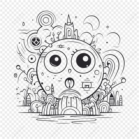 마천루 개요 스케치 드로잉에 앉아 추한 외계인의 색칠 이미지 벡터선 그리기직사각형 Png 일러스트 무료 다운로드 Lovepik