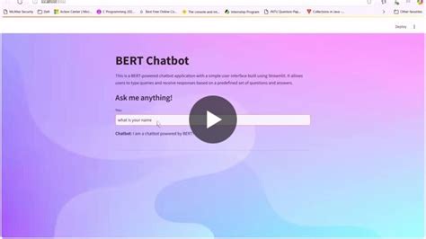 ai nlp machinelearning chatbot bert deeplearning python streamlit… nithin appala