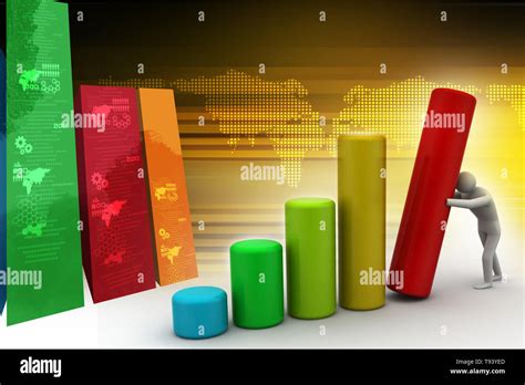 Business Man Pushing Graph Chart Stock Photo Alamy