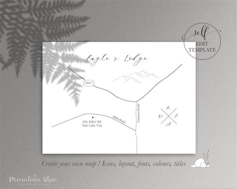 Map DIY Wedding Map Creator Template Create Your Own Map Etsy