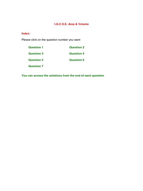 Igcse Area And Volume Pdf Pdf Euclidean Geometry Elementary Geometry