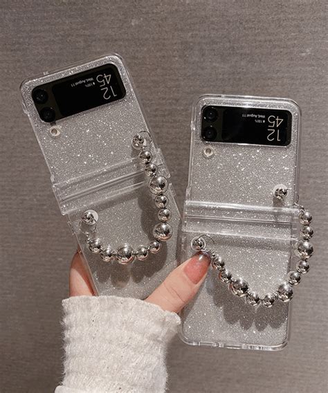삼성 갤럭시 Z플립3 4 지플립 3 4 5 6 글리터 반짝이 실버 구슬 스트랩 투명 유니크 키치 심플 핸드폰줄 손잡이 핸드폰 휴대폰 폰 지플립케이스 지플립4 Z플립5 케이스