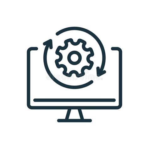 Upgrade Of Software Line Icon Computer System Update Linear Pictogram Download Process Icon