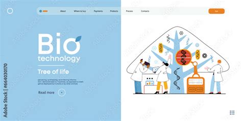 Bio Technology Tree Of Life Modern Flat Vector Concept Illustration Of Scientists Observing