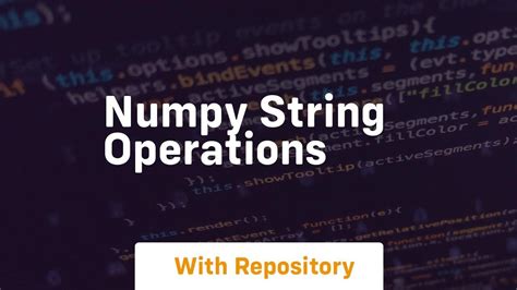 Numpy String Operations Youtube