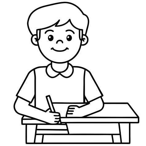 A Student In The Classroom Doing Creative Activity Illustration Line