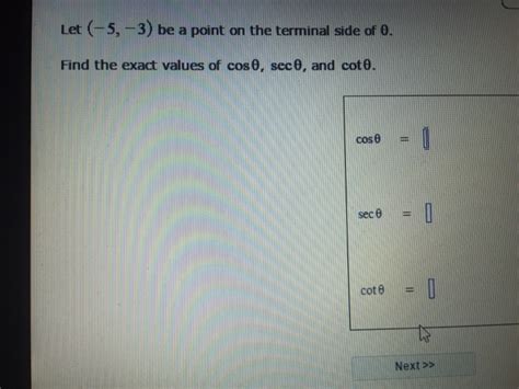 Solved Let 5 3 Be A Point On The Terminal Side Of
