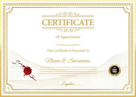 Certificate Template With Golden Seal 43182707 Vector Art At Vecteezy