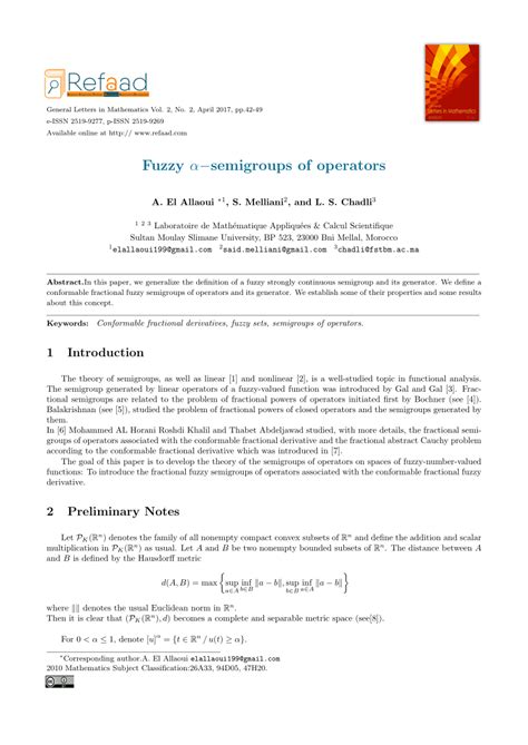 Pdf Fuzzy Apha Semigroups Of Operators