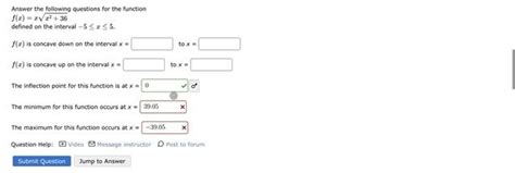 Solved Answer The Following Questions For The Function Chegg