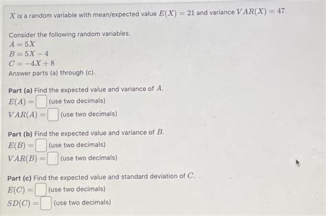 x ﻿is a random variable with mean expected value