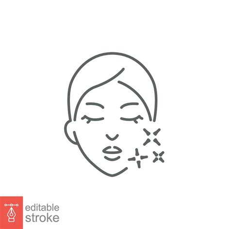 Skin Care Icon Simple Outline Style Face Beauty Health Woman