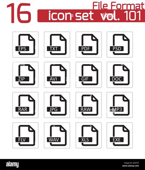 Vector Black File Format Icons Set On White Background Stock Vector Image And Art Alamy