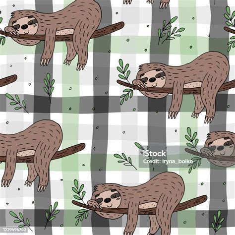 귀여운 낙서 나무늘보 프린트와 원활한 패턴 직물 포장 직물 벽지 의류에 대한 창조적 인 아이 손으로 그린 질감 0명에 대한 스톡 벡터 아트 및 기타 이미지 Istock