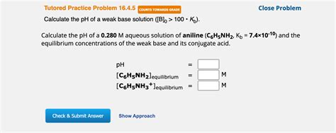 Solved Calculate The Ph Of A Weak Base Solution [b]0 100