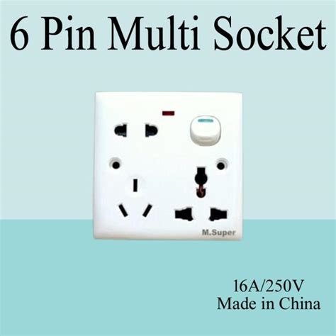 6 pin multi socket with switch gang switch heavy duty long lusting 5