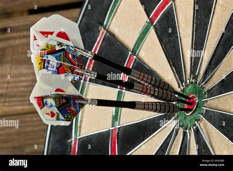 Close Up Cropped Image Of The Dart Board With Pins Stock Photo Alamy