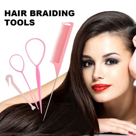 Badu Bg 8 4 бр компл Инструмент за френска плитка Loop Еластични ленти за коса Инструмент за