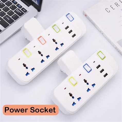 3 Way Plug Extension With 3 Usb Ports Wall Charge Extender Multi Plug Adapter Surge Protected