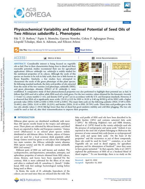 Pdf Physicochemical Variability And Biodiesel Potential Of Seed Oils