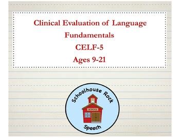 CELF 5 Report Templates Babe Age Speech Language Evaluation Ages 9 21