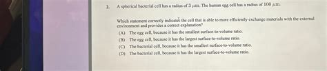 Solved A Spherical Bacterial Cell Has A Radius Of 3μm ﻿the