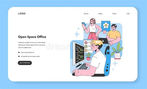 Modern Office Setting Flat Vector Illustration Stock Vector Illustration Of Mobile