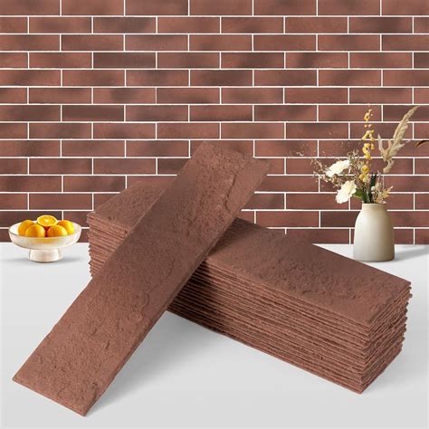 Zoeteoz 17 Pcs Vintage Red Faux Brick Dimensional 3d Wall