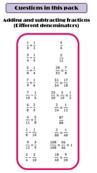 Add And Subtract Fractions Proper With Unlike Denominators QR Scavenger Hunt