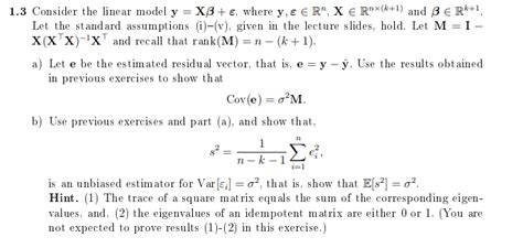 Solved Consider the linear model y Xβ ε where Chegg
