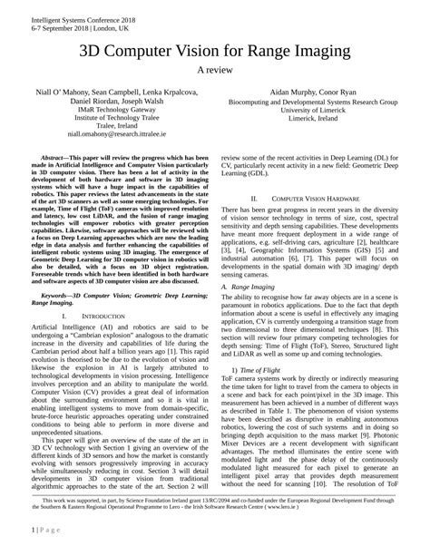 PDF Convolutional Neural Networks For D Vision System Data A Review