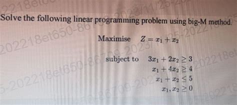 Solved Solve The Following Linear Programming Problem Using