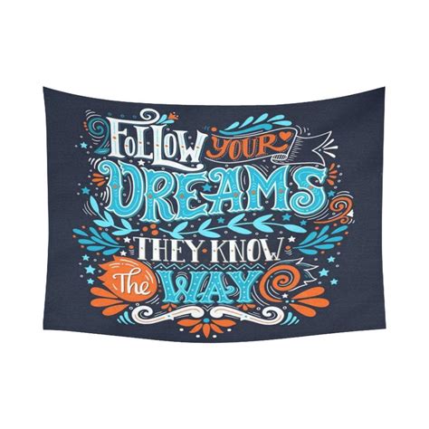 Gckg Follow Your Dreams Inspirational Quotes Tapestry Wall Hanging Cute