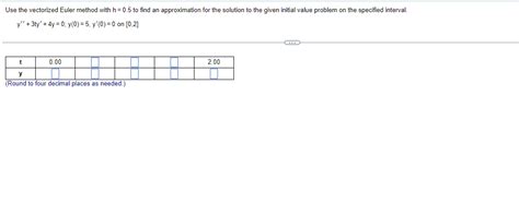 Solved Use The Vectorized Euler Method With H 05 To Find