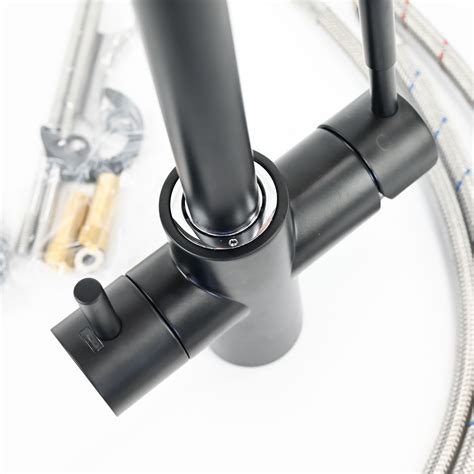 matte black gooseneck 3 way sink mixer tap hot and cold plus filtered