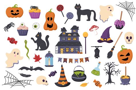 Set Of Halloween Objects 31714841 Vector Art At Vecteezy