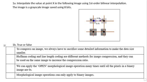 A Interpolate The Value At Point X In The Following Image Using St Order Bilinear