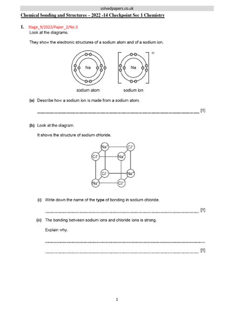 2022 14 Chemical Bonding And Structures Checkpoint Sec 1 Chemistry