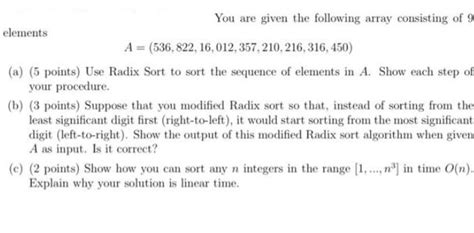 Solved Elements You Are Given The Following Arra Solutioninn