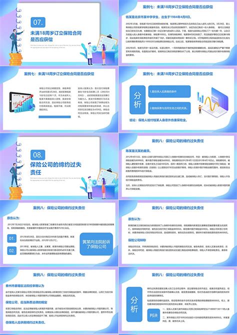 渐变简约保险案例分析ppt模板 卡卡办公