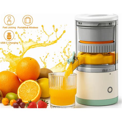 Electric Citrus Juicer Rechargeable Hands Free Masticating Orange Lemon